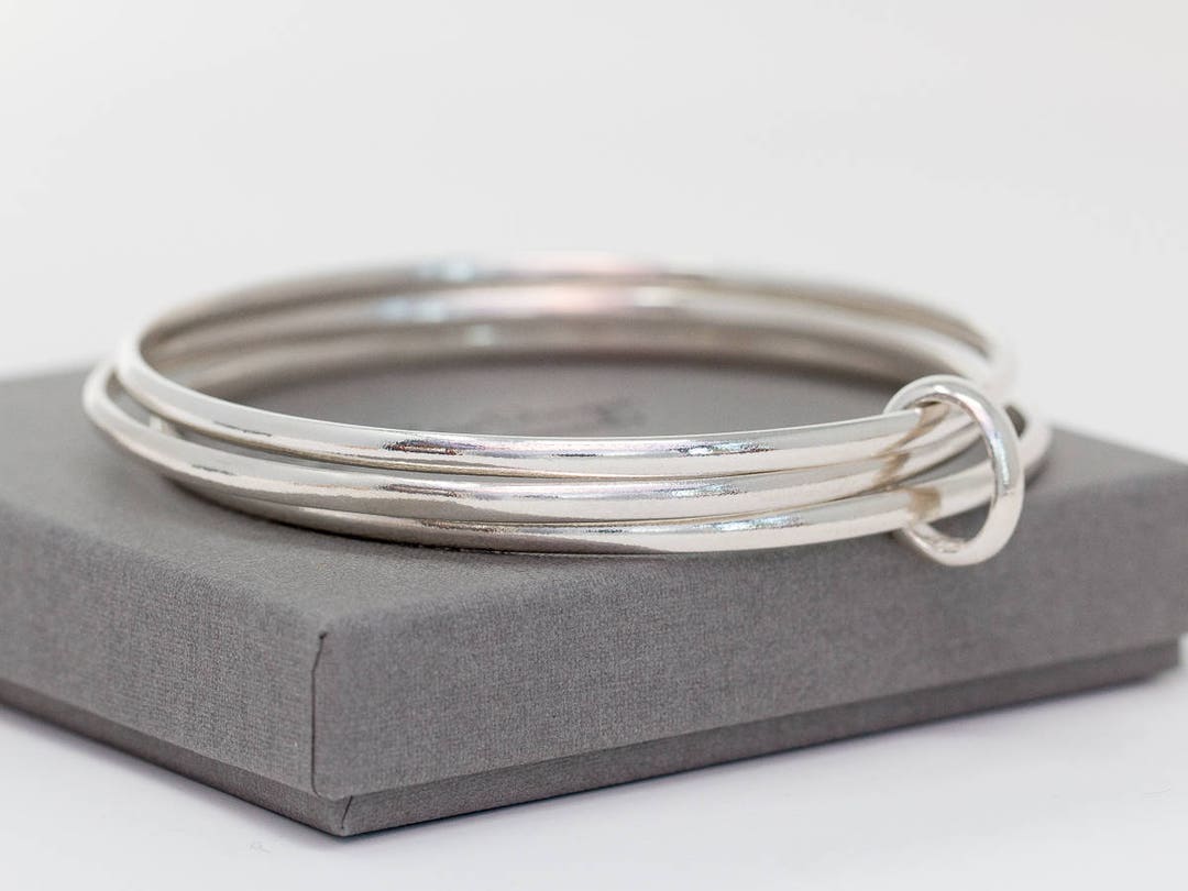 Sterling Silver Bangle Set, Stackable Bangles, Bangle Set of 3 ...
