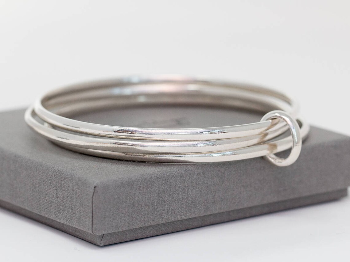 Sterling Silver Bangle Set Stackable Bangles Bangle Set of - Etsy