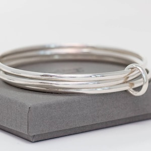 Sterling Silver Bangle Set, Stackable Bangles, Bangle Set of 3 ...