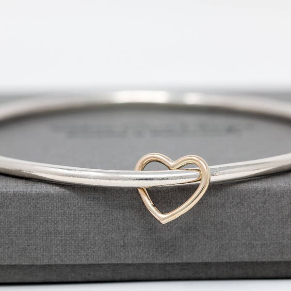 Gold Heart Bangle - Etsy
