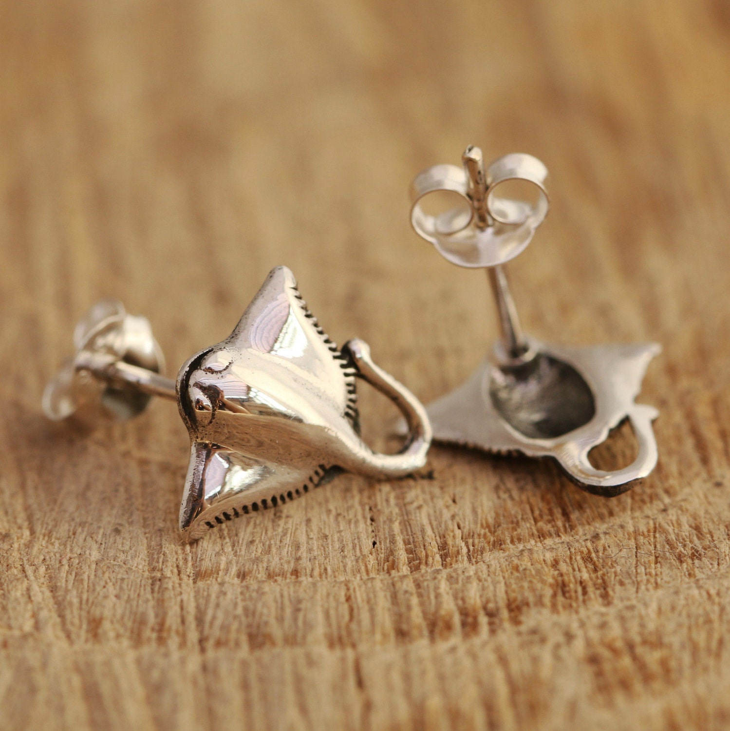 Sterling Silver Stingray Earrings, Sterling Silver Ray Fish Earrings ...