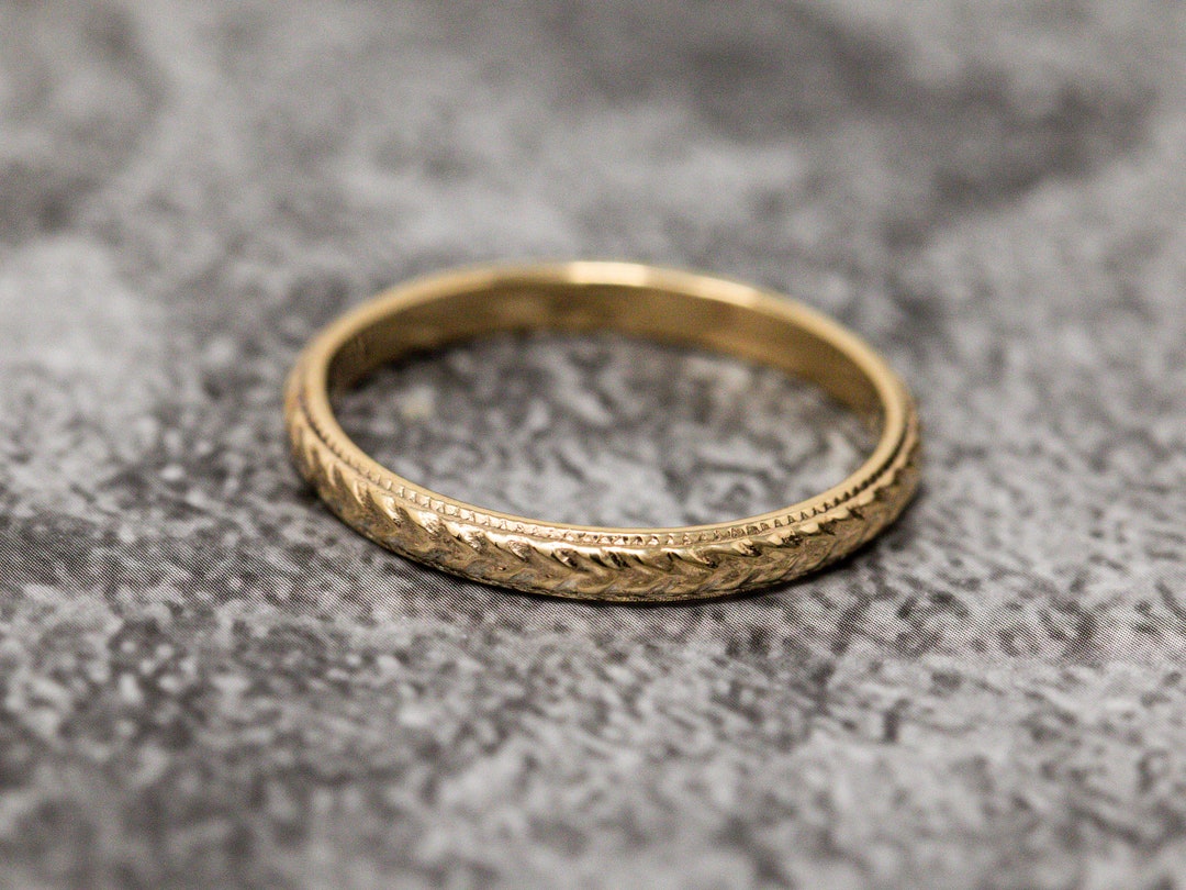Ceres Ring, in 9ct Yellow Gold, Handcrafted Wheat Patterned Ring ...