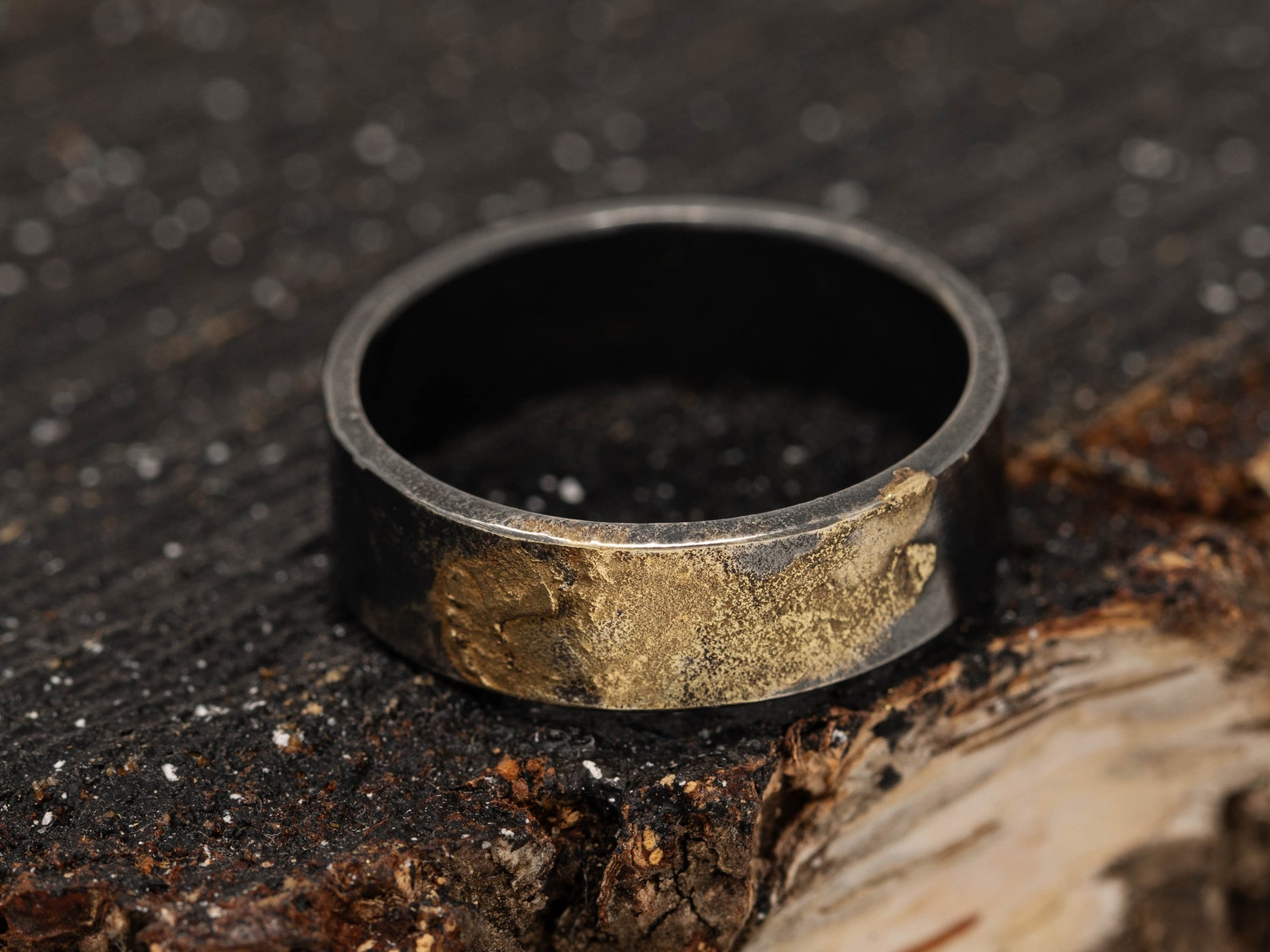 4mm6mm Sterling Silver & 24K Gold Keum Boo Ring Set OOAK - Etsy UK