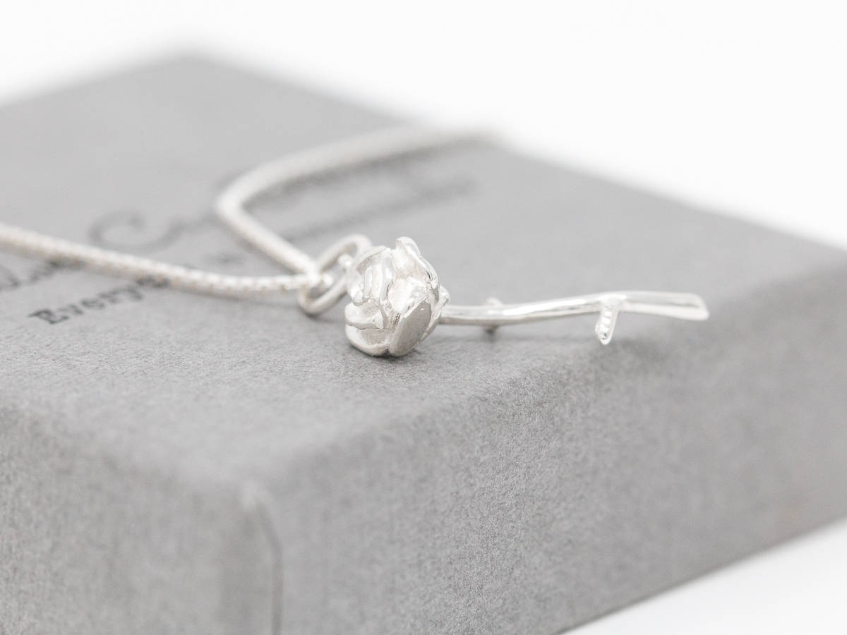 Sterling Silver Rose Necklace|Sterling Silver 3D Rose Necklace|Rose ...