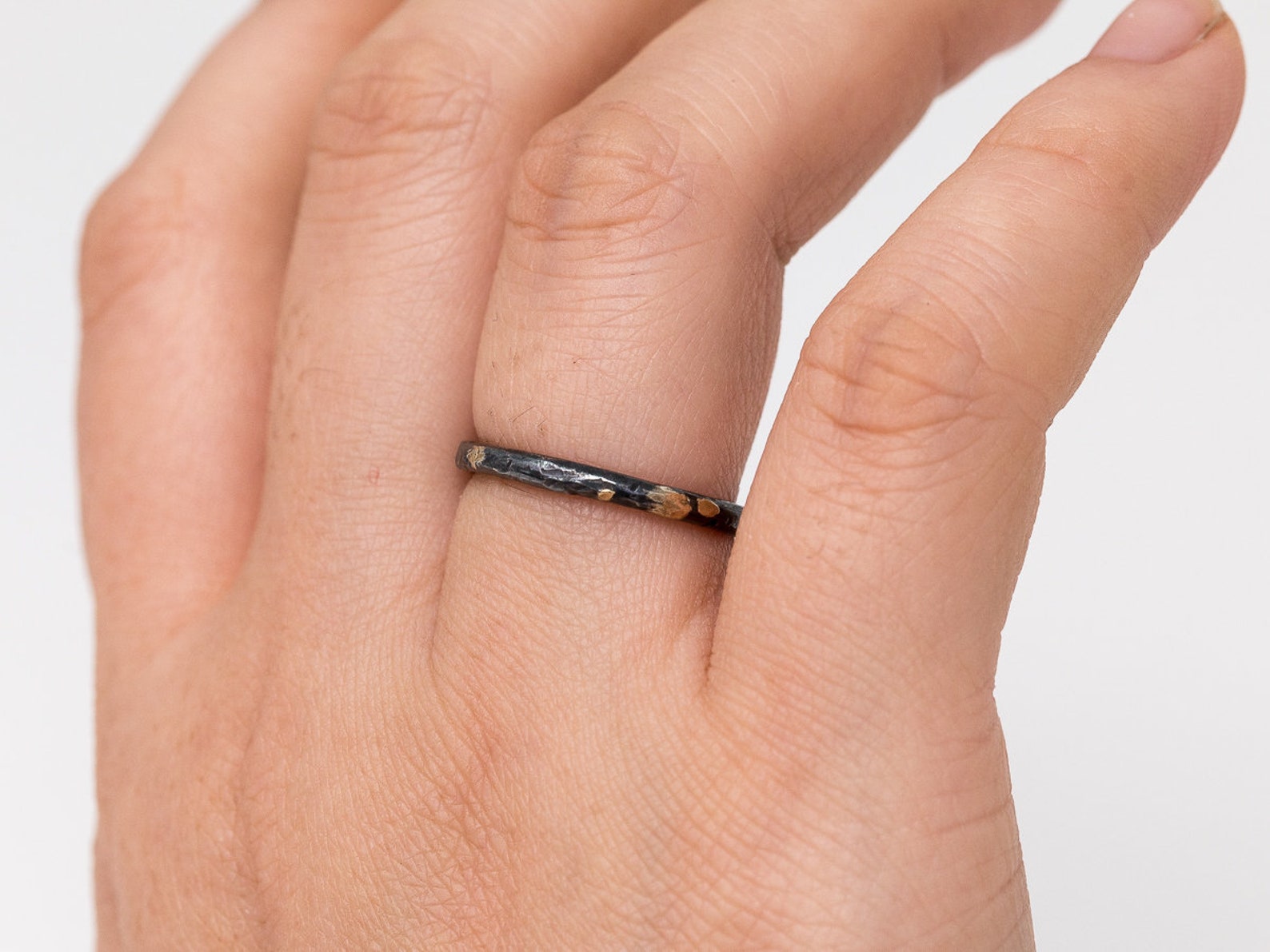 24K Gold&Sterling Silver Rustic Ring WideMens Rustic | Etsy