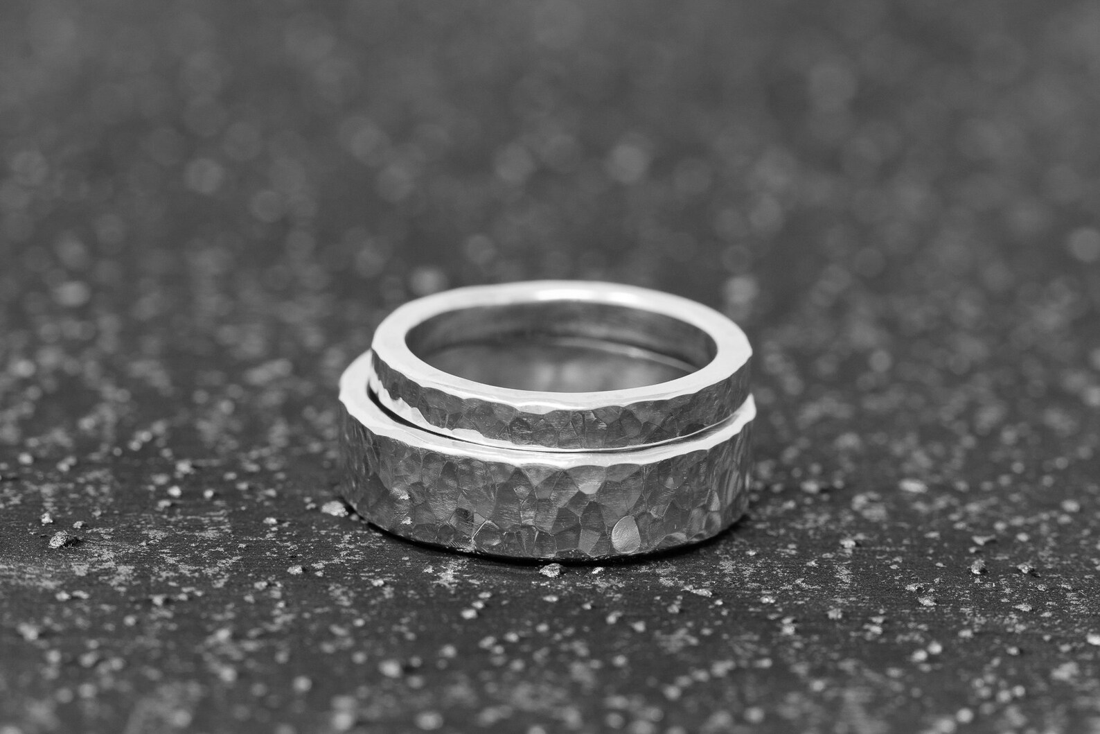 Sterling Silver Chunky Wedding Ring Settextured Sterling - Etsy UK