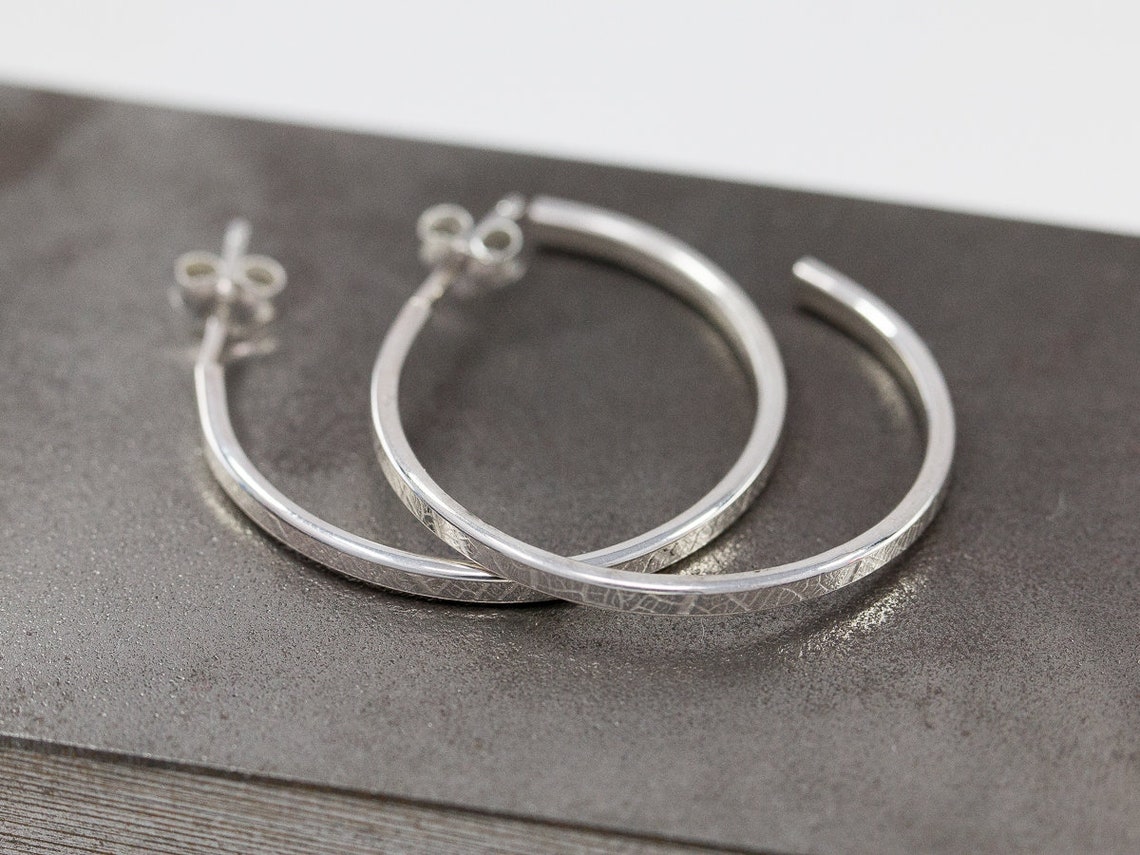 Sterling Silver Half Loop Earringssterling Silverleaf - Etsy