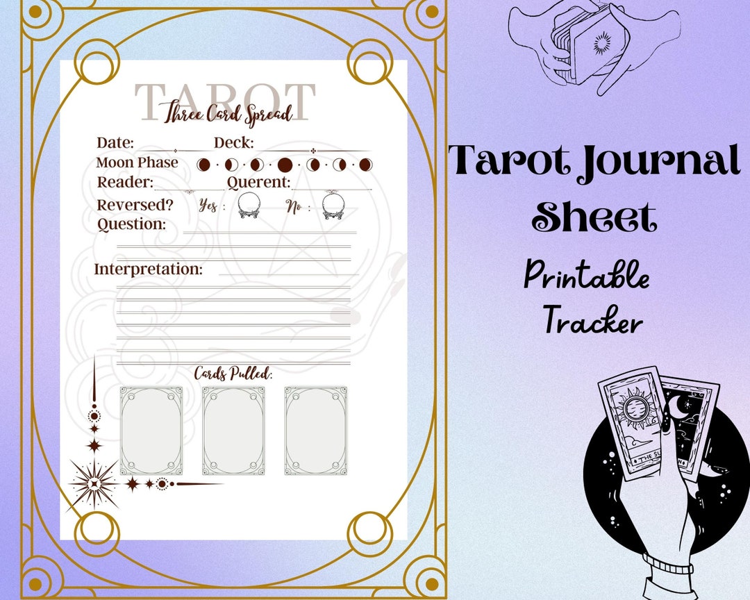 Tarot Journal Workbook Sheet, Tarot Printable Template for Keeping ...