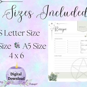 Witchy Recipe Sheet, Food Printable Template Card, Kitchen Witch ...