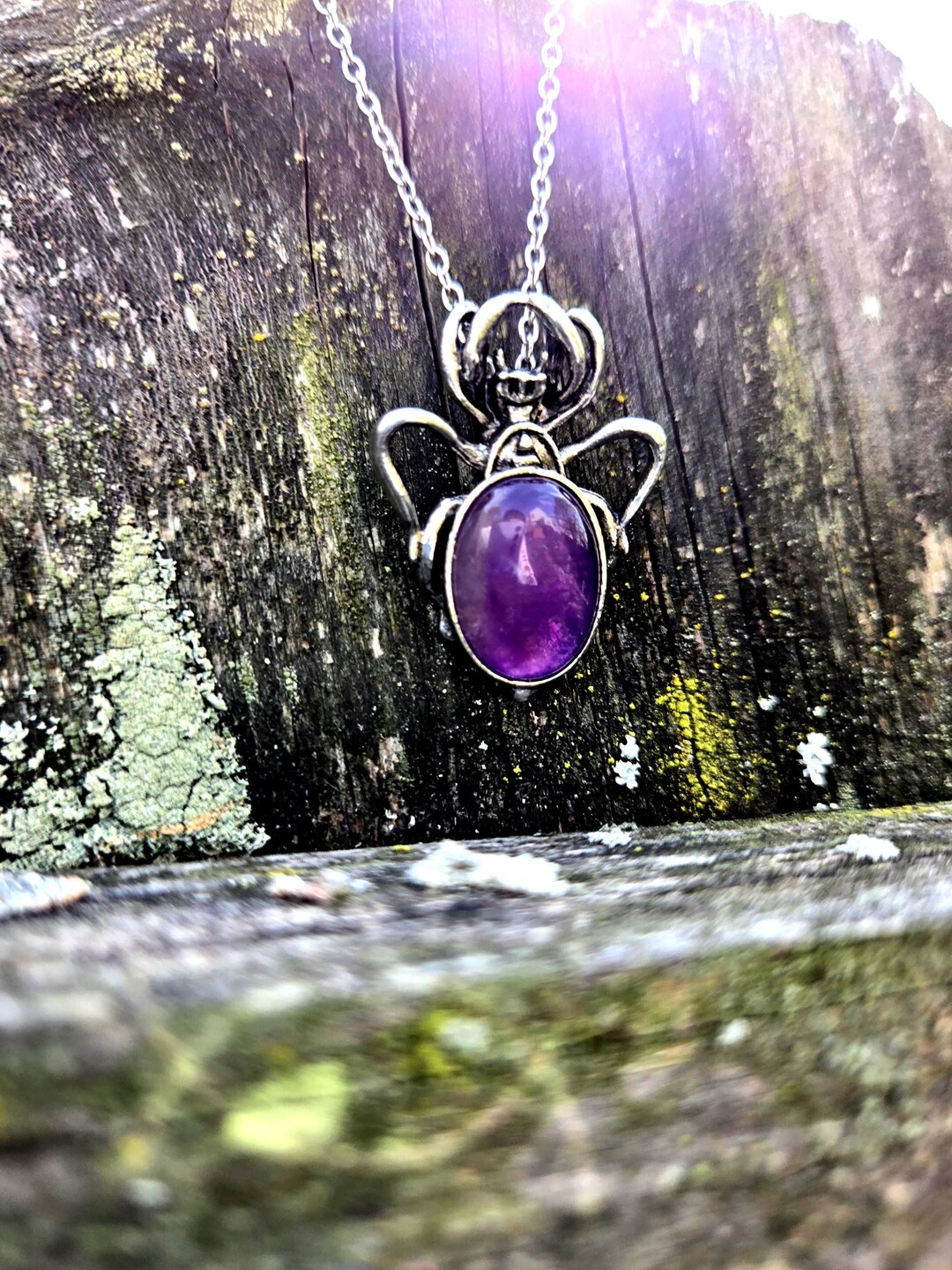Spider Pendant, Spider Crystal Necklace, Soft Goth, Amethyst Spider ...