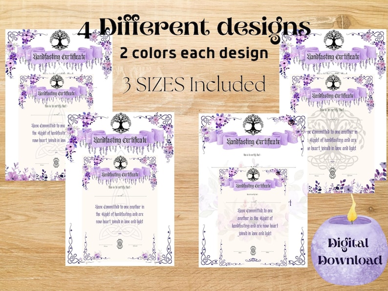 Floral Handfasting Certificate: Celtic Pagan Wedding Keepsake (digital ...