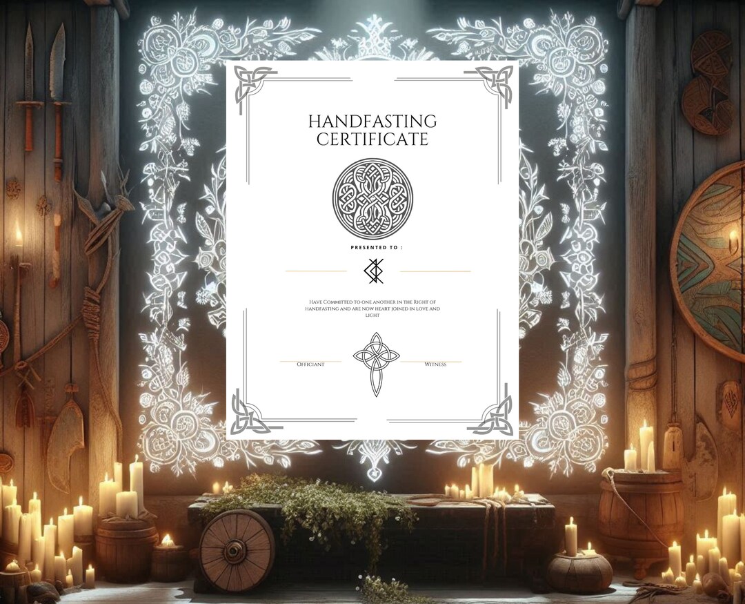 Certificado de ayuno vikingo imprimible, ritual de compromiso de boda ...