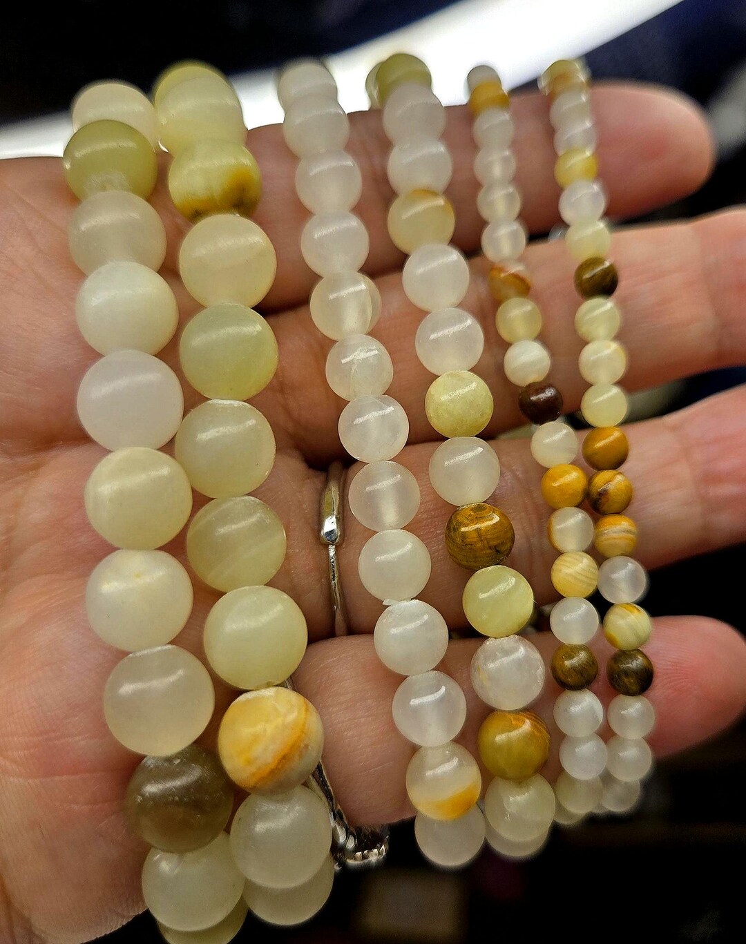 Afghan Jade Bracelet: Green Onyx 8mm Bead, Crystal Healing Jewelry - Etsy