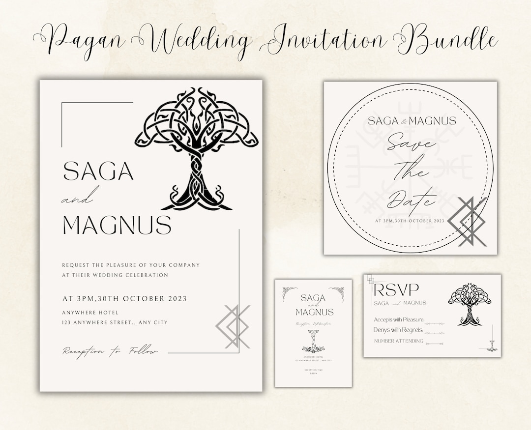 Custom Pagan Wedding Invitation Bundle: Viking Celtic Design (digital ...