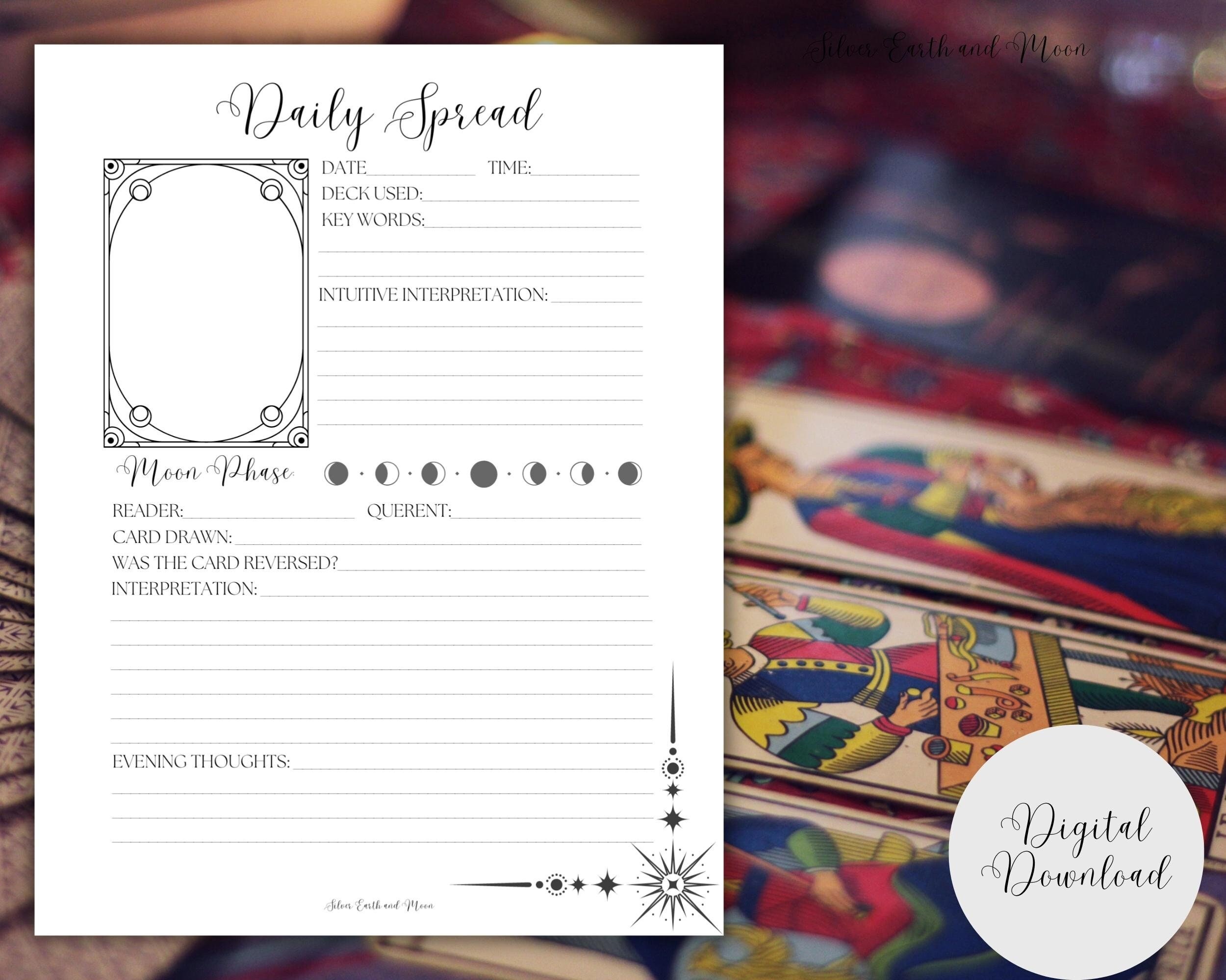 Tarot Journal Printable: Daily Reading Tracker (PDF Download) - Etsy