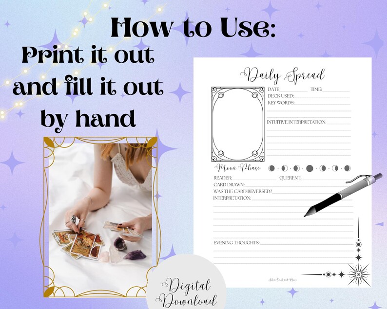 Tarot Journal Printable: Daily Reading Tracker (PDF Download) - Etsy