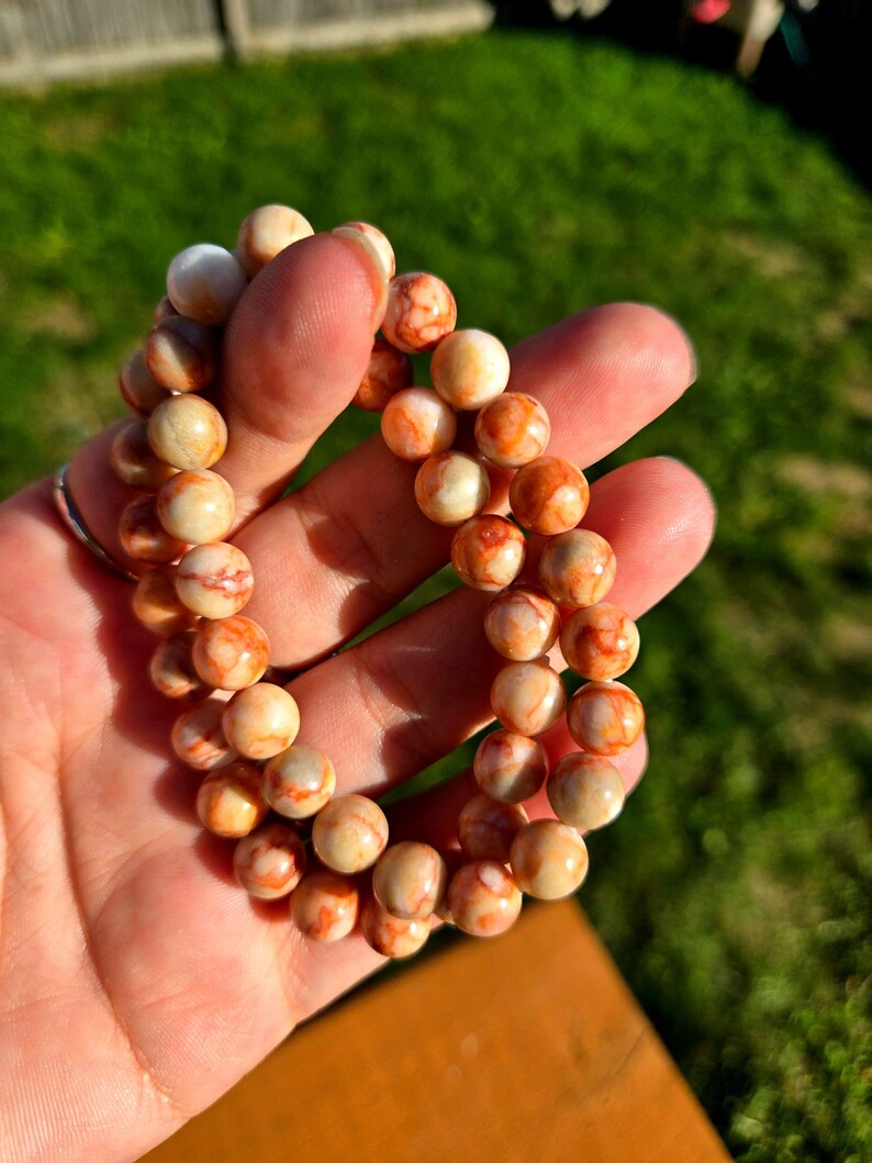Red Network Jasper Bracelet: 8mm Stone Bead Crystal Healing - Etsy