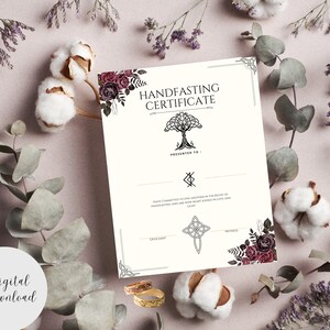 Handfasting Certificate Printable: Celtic Wedding Keepsake (digital ...