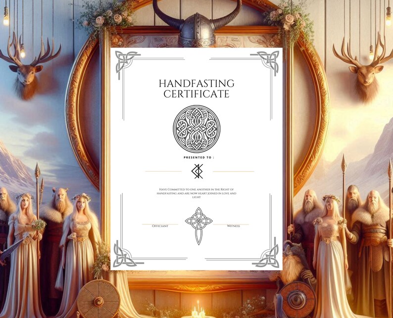 Certificado de ayuno vikingo imprimible, ritual de compromiso de boda ...