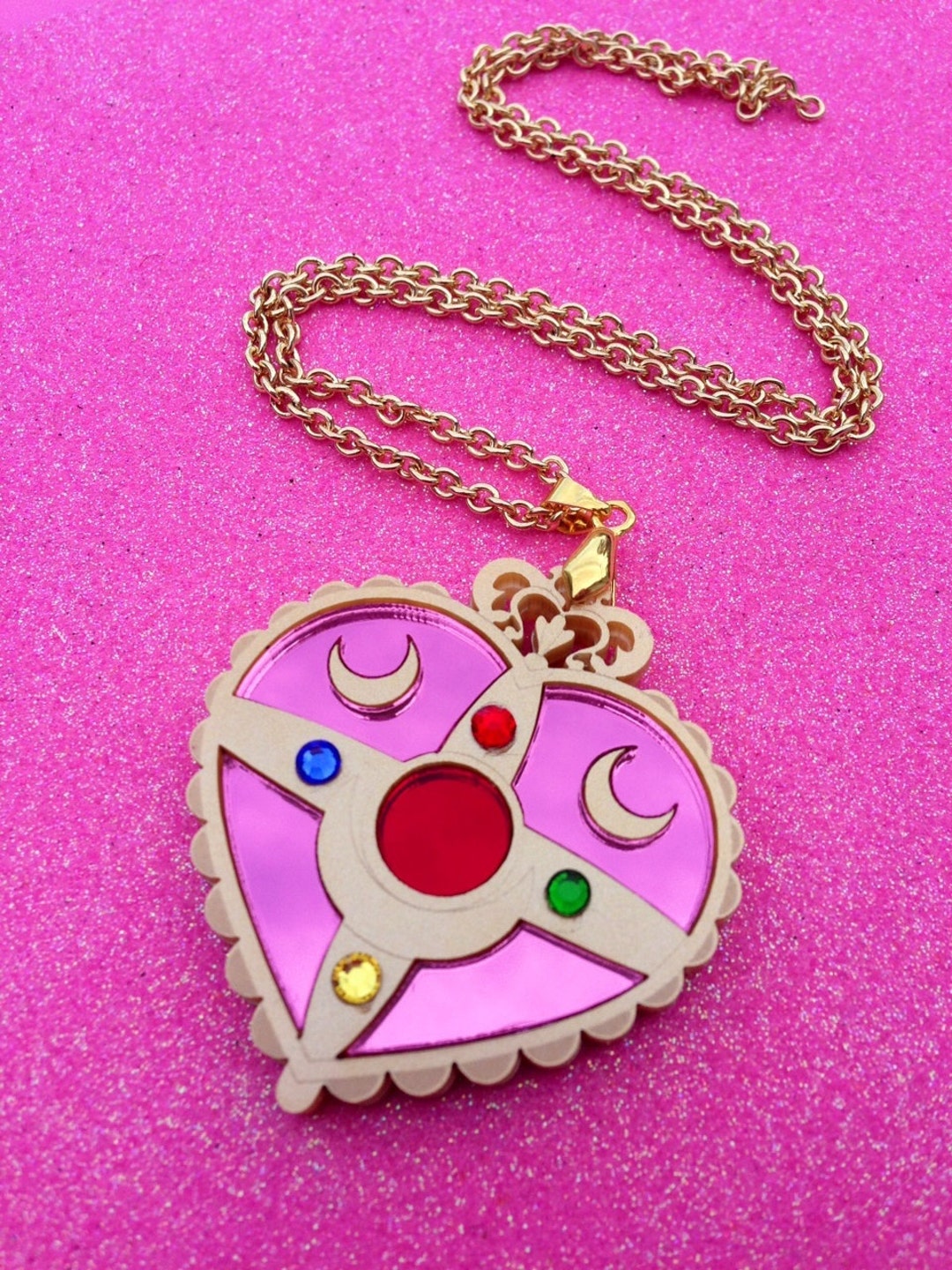 Sailor Moon Heart Moon Brooch Necklace Etsy