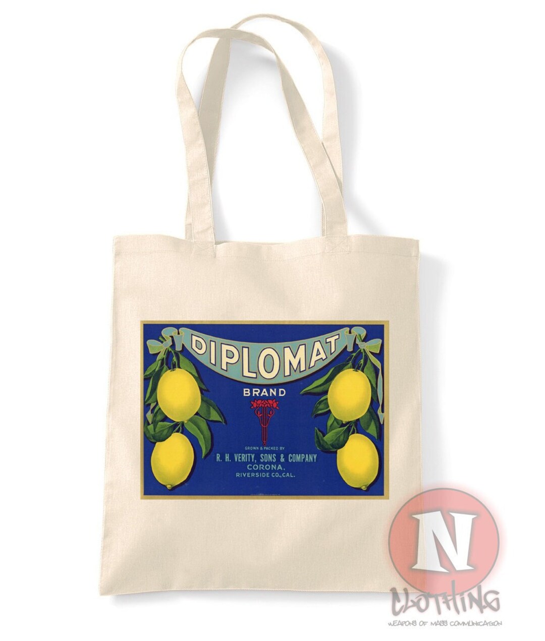 Diplomat Brand Lemons Tote Bag Vintage Fruit Packing Label Reusable ...