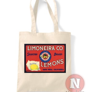 Limoneira Co. Brand Lemons Tote Bag Vintage Fruit Packing Label ...