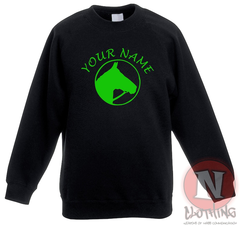Custom Horse Head Cool Children's Sweatshirt Top Team Equestrian ...