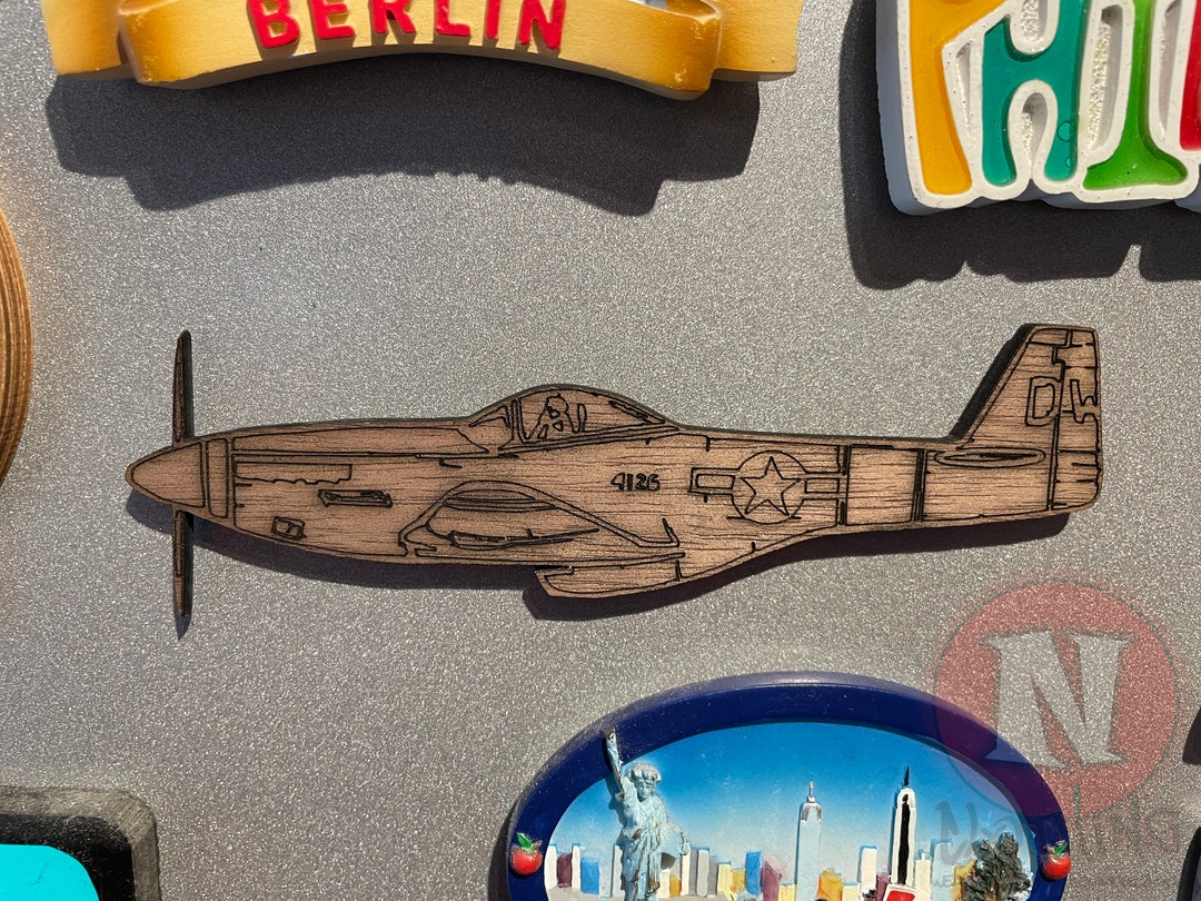 P51 Mustang Profile WW2 Wooden Fridge Magnet Detailed Classic Aircraft ...