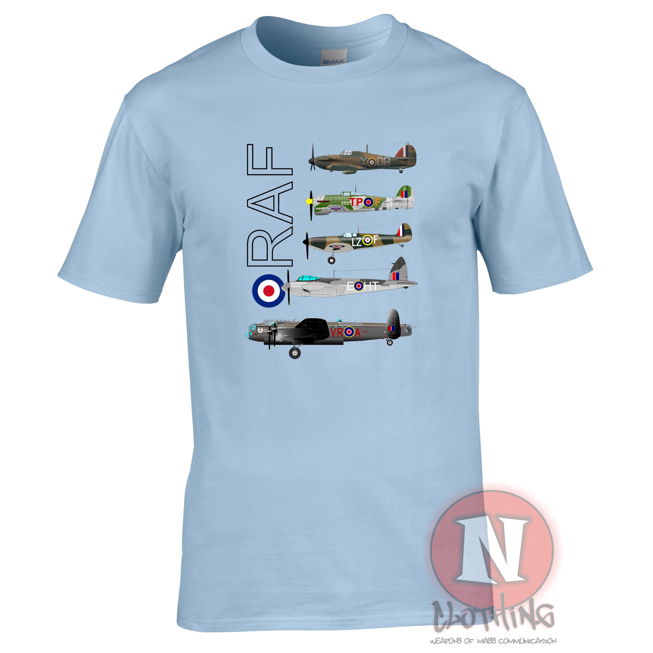 RAF WW2 Aircraft T-shirt Spitfire Lancaster Typhoon Hurricane Mosquito ...
