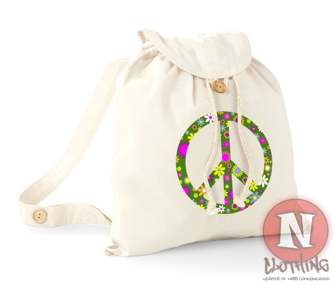 Peace Sign Backpack Bag Organic Environmentally Friendly Student ...
