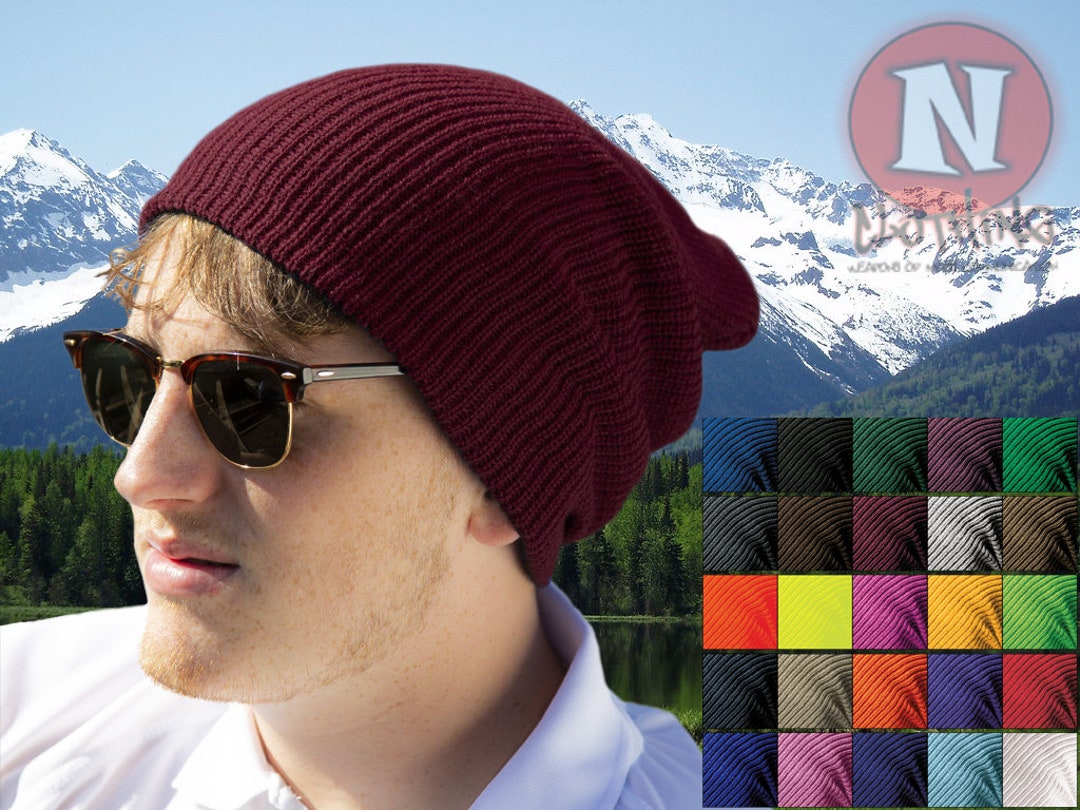 Unisex Slouch Beanie Acrylic Slouchy Lightweight Beenie Slouch Hat ...