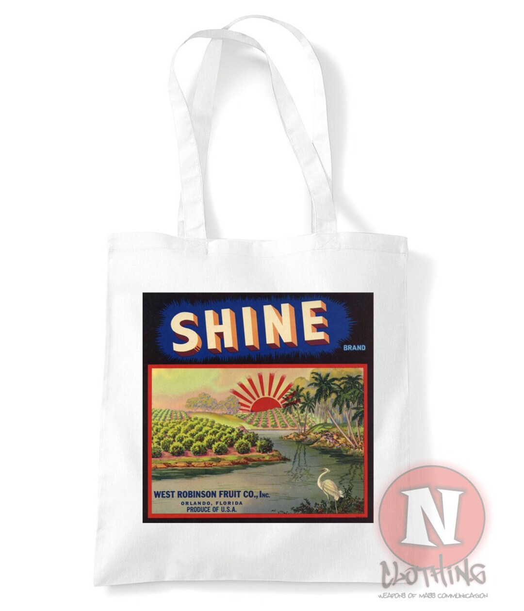 Shine Brand Tote Bag Vintage Fruit Packing Label Reusable Shopping Bag ...