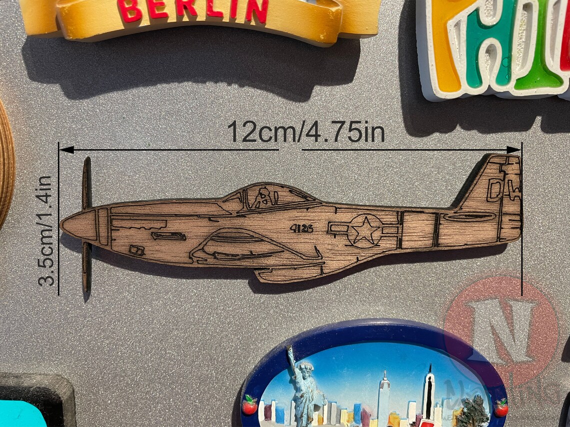 P51 Mustang Profile WW2 Wooden Fridge Magnet Detailed Classic Aircraft ...