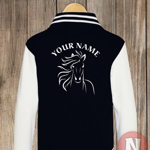 Custom Horse Design Kids Varsity Jacket, for Riding and Stables, Name ...