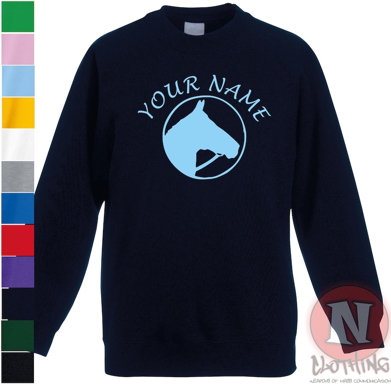 Custom Horse Head Cool Children's Sweatshirt Top Team Equestrian ...