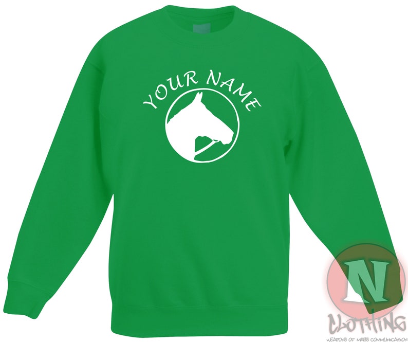 Custom Horse Head Cool Children's Sweatshirt Top Team Equestrian ...
