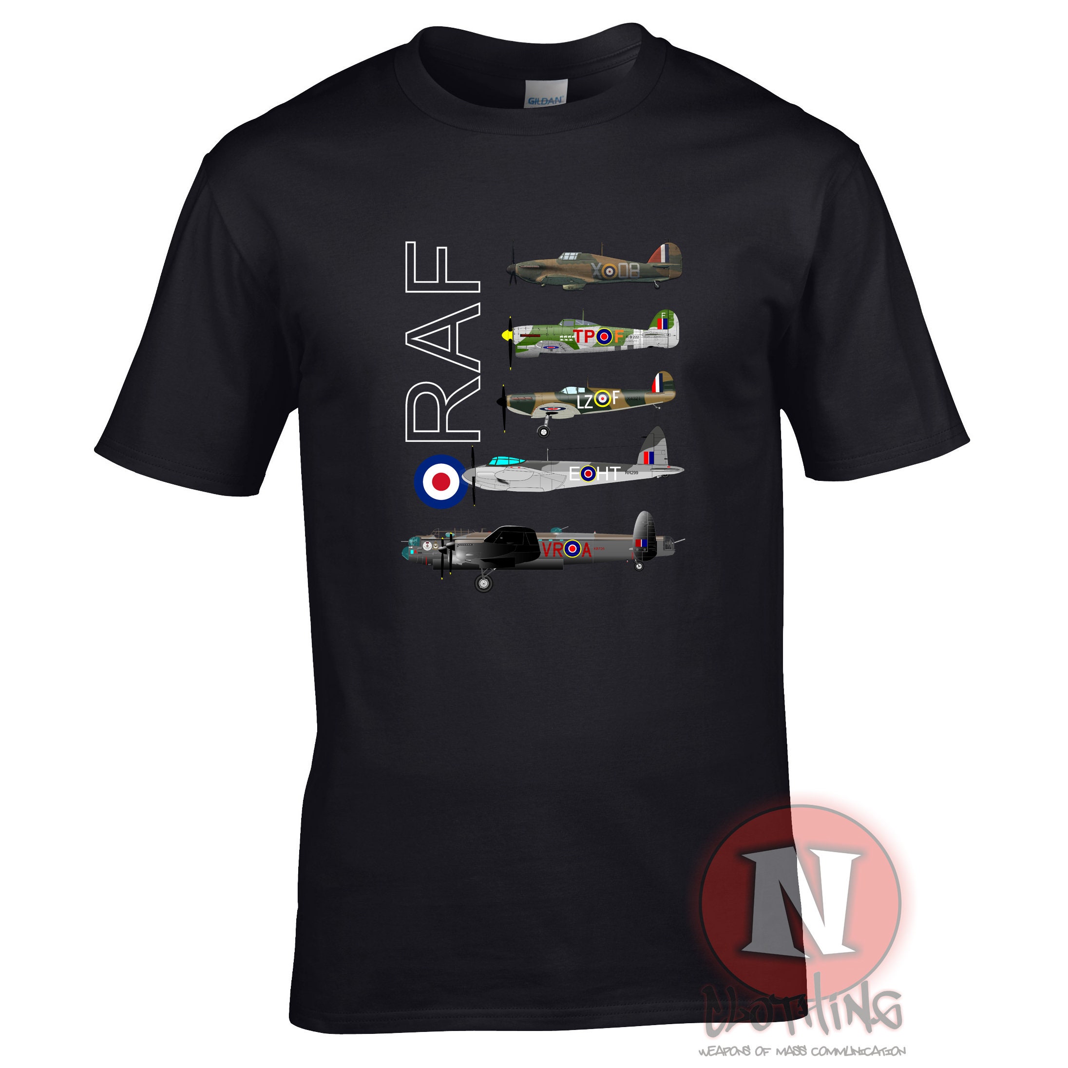 RAF WW2 Aircraft T-shirt Spitfire Lancaster Typhoon Hurricane Mosquito ...