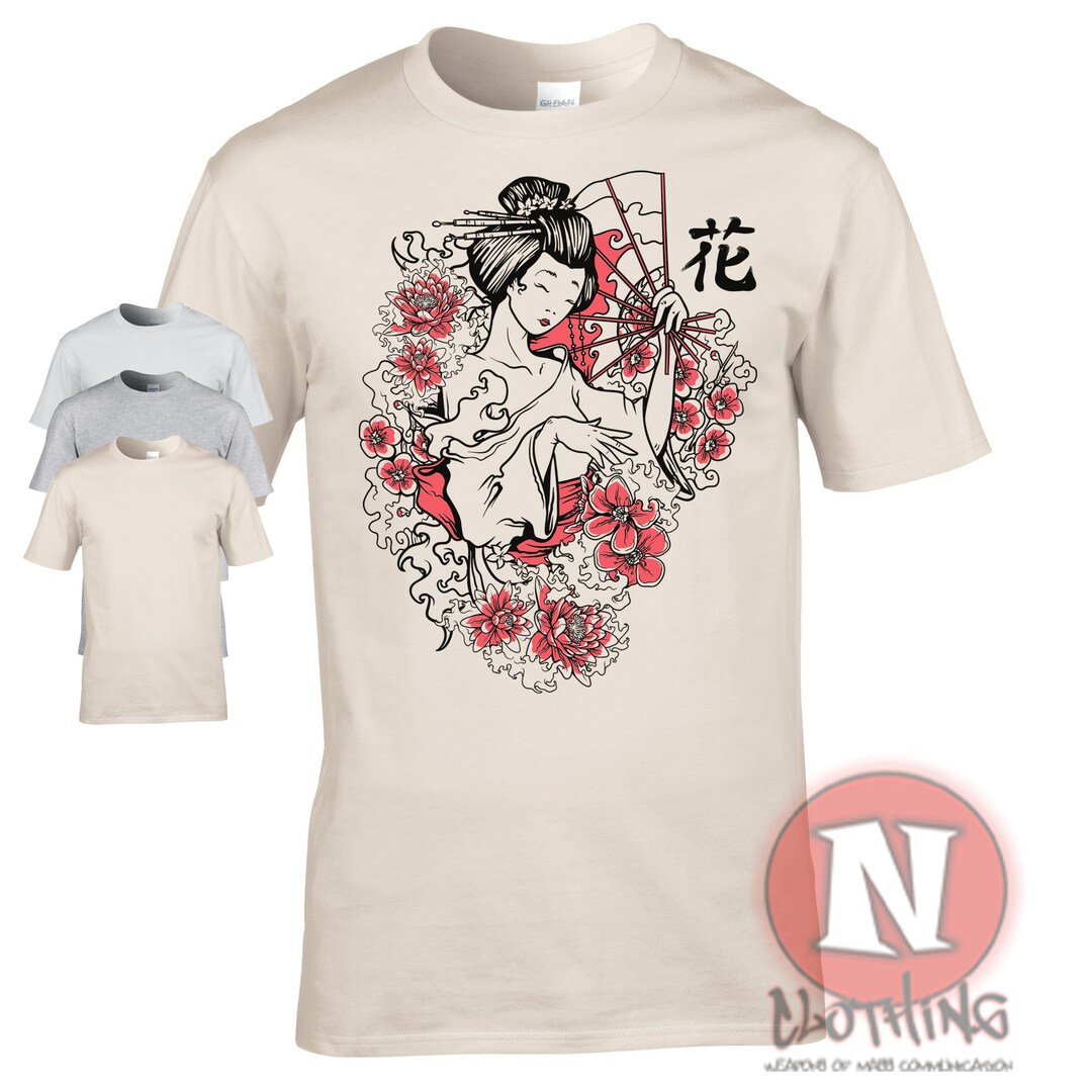 Japanese Geisha Girl Art T-shirt. Land of the Rising Sun Tee - Etsy