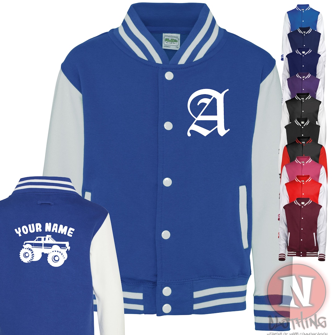 Custom Monster Truck Kids Varsity Jacket, for Sports Teams and After ...