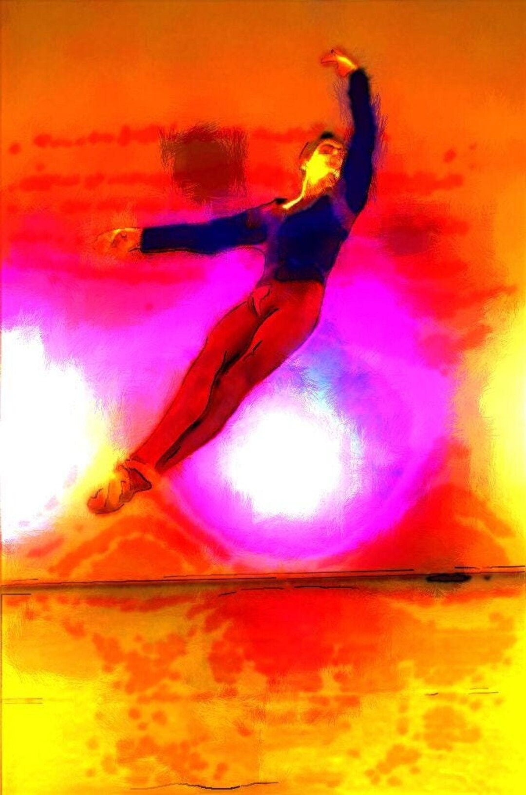 Grand Assemblé - Ballet Print of Male Dancer Leaping Across the Stage ...