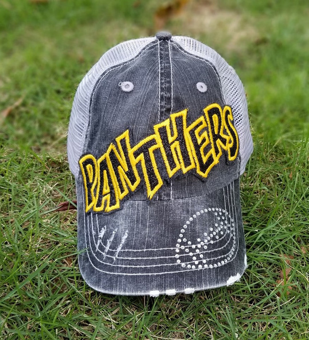 PANTHERS Baseball Hat, Rhinestone Design, Custom Team Hat - Etsy
