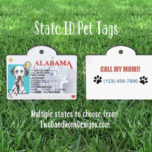 Personalized State ID Pet Tag Pet Tag Dog Tag License Pet - Etsy