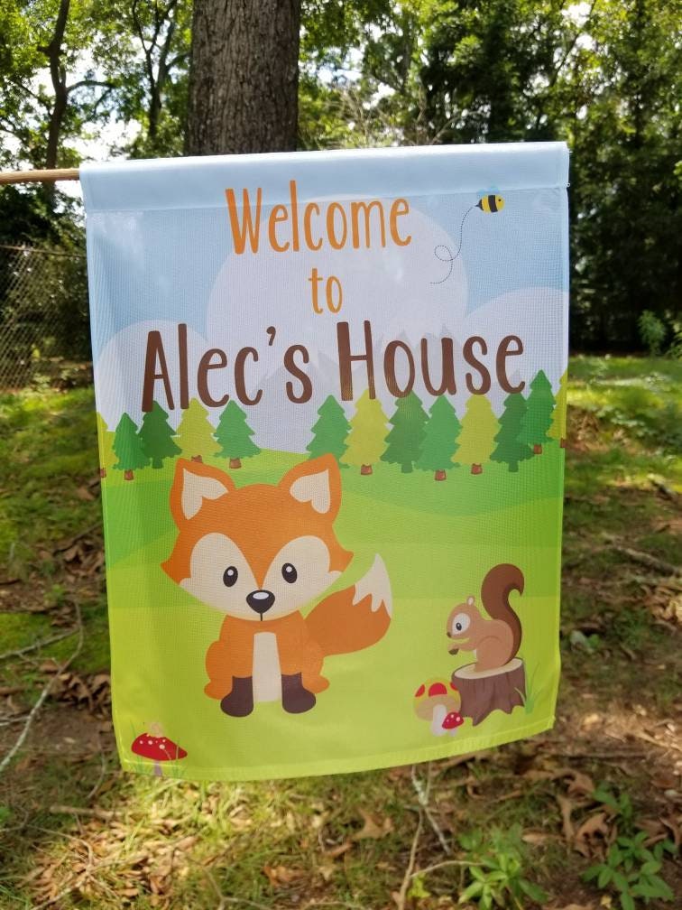 Woodland Creature / Fox personalized garden flag custom yard | Etsy
