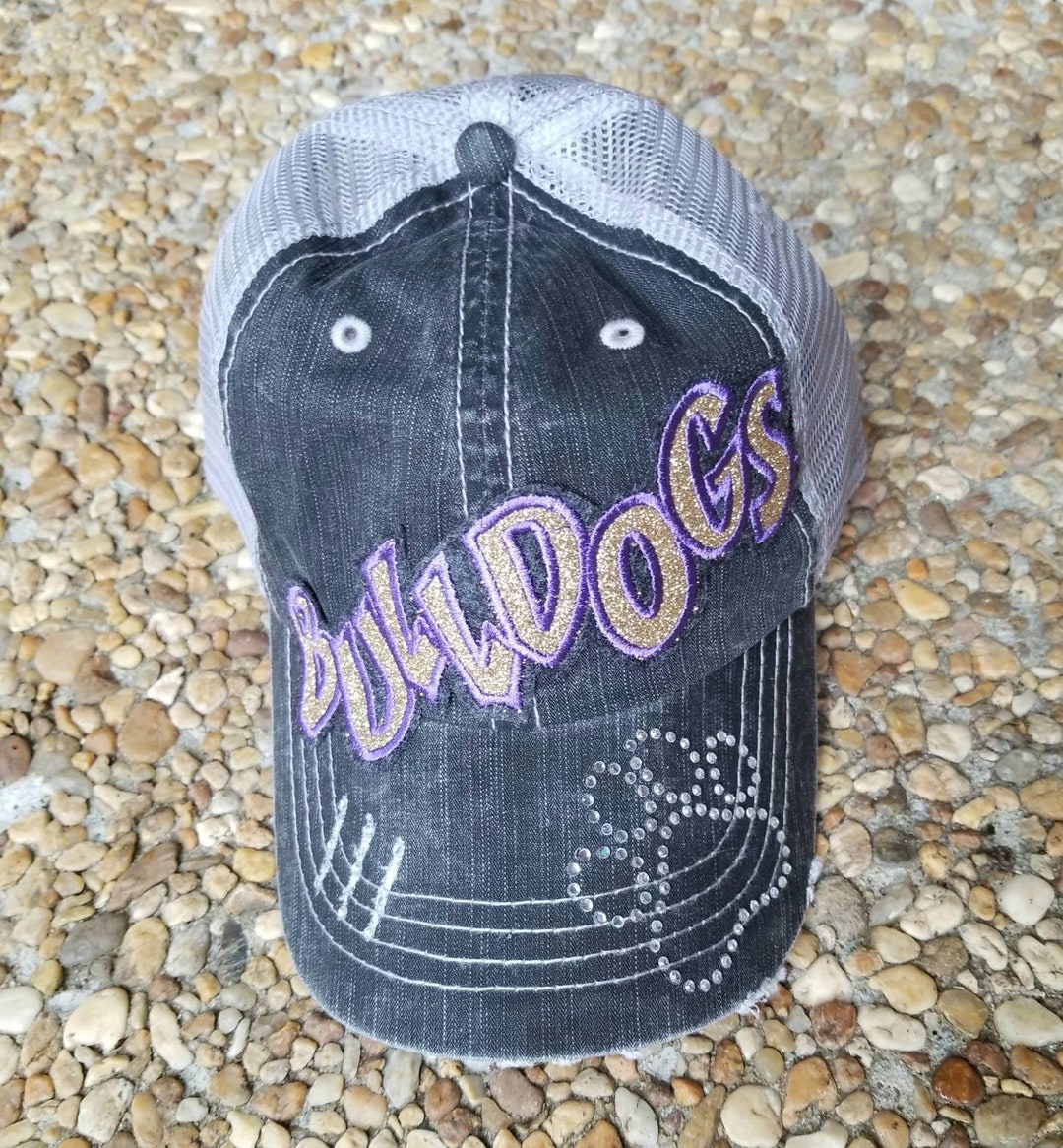 BULLDOGS Baseball Hat, Custom Baseball Hat, Custom Rhinestone Design ...