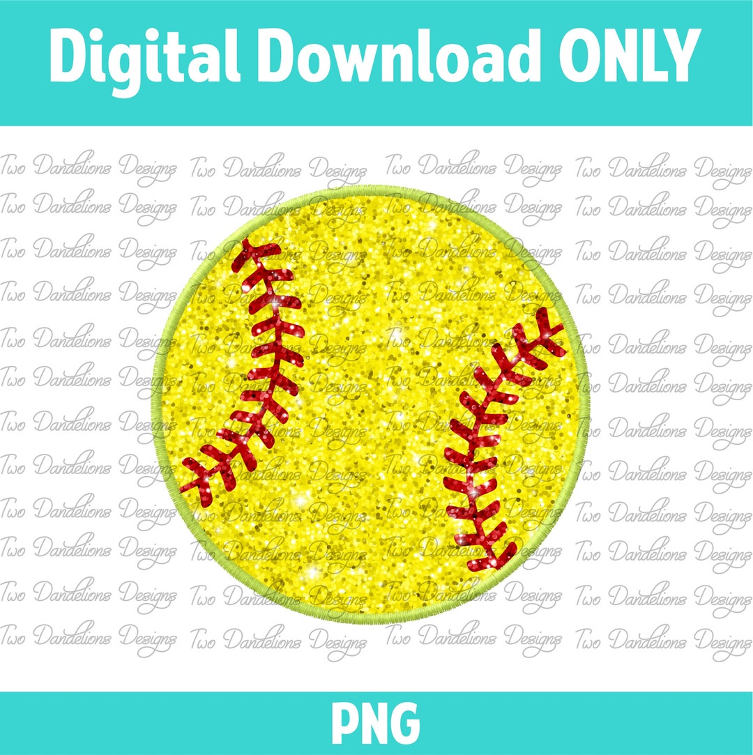 Softball Faux Glitter Applique Design, Softball Clipart, Softball Png ...