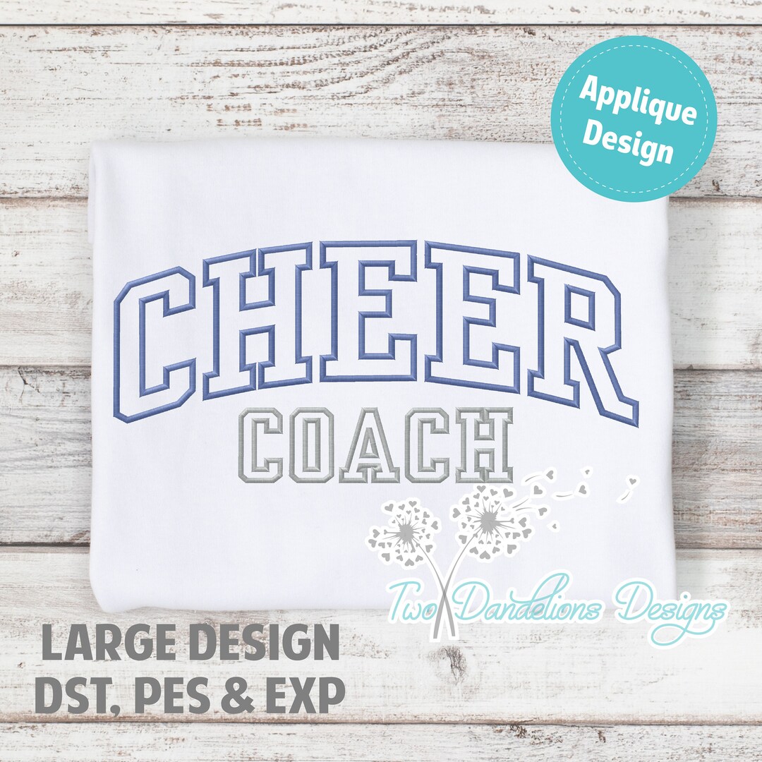 Cheer Coach Applique, Large Applique, Cheer Embroidery Design, Cheer ...