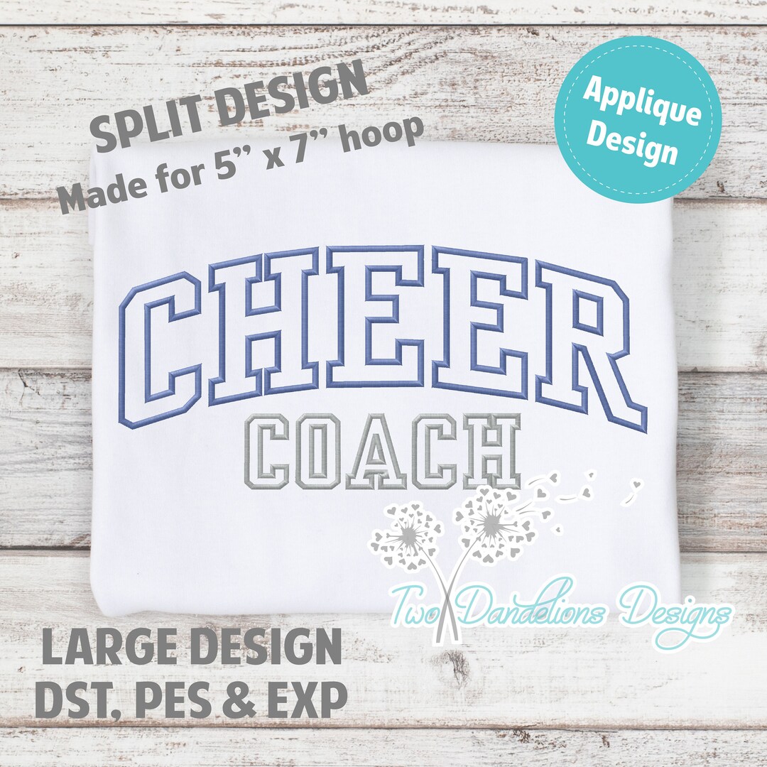 Cheer Coach Applique, Large SPLIT Applique, Cheer Embroidery Design ...