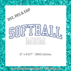 Softball MOM Applique Large Embroidery Design, Machine Embroidery ...