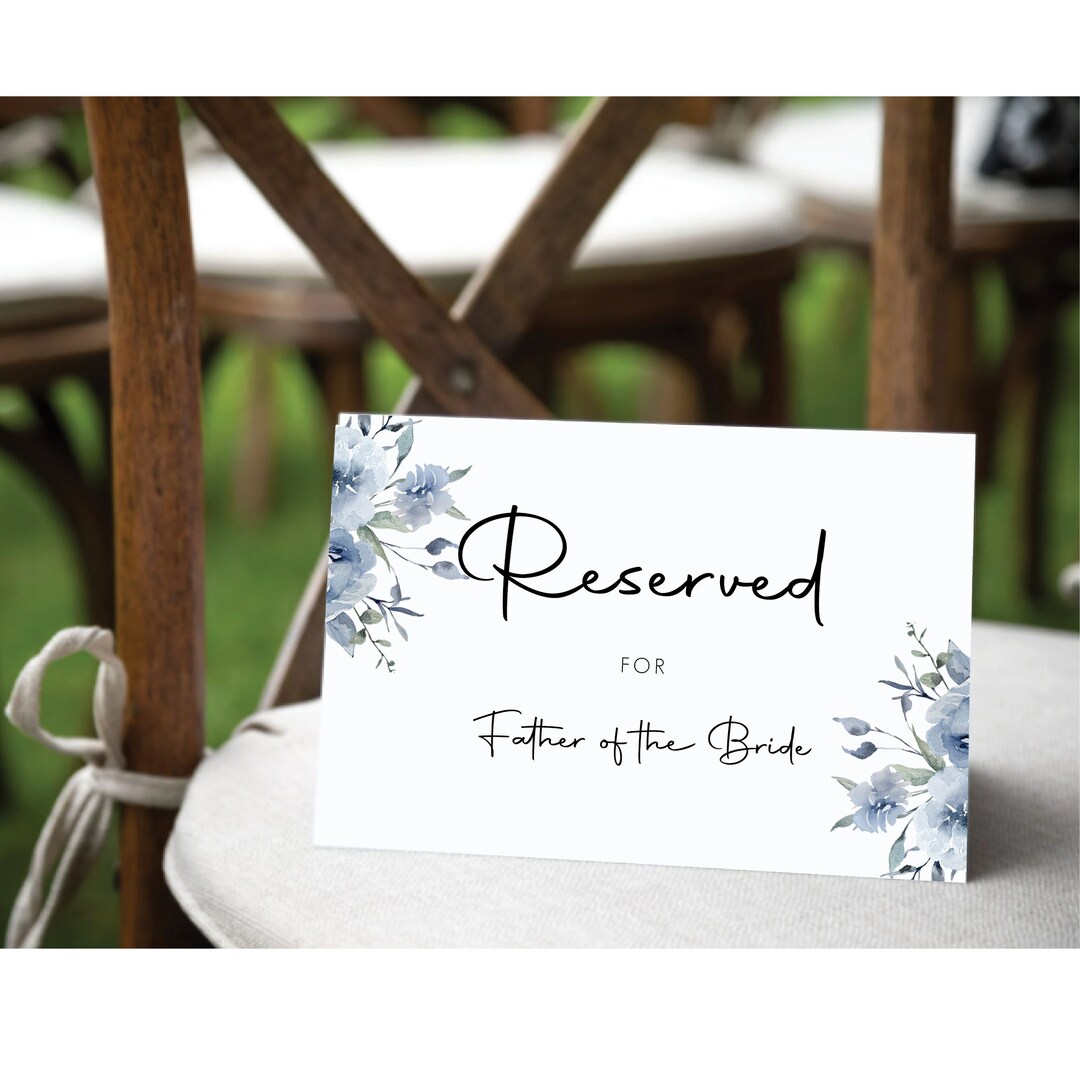 Wedding Ceremony Reserved Seat Cards. Reserved Seating Signs. Dusty ...