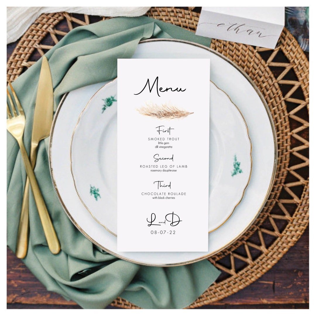 Wedding Menu Cards With Name Wedding Menus Table Menus - Etsy